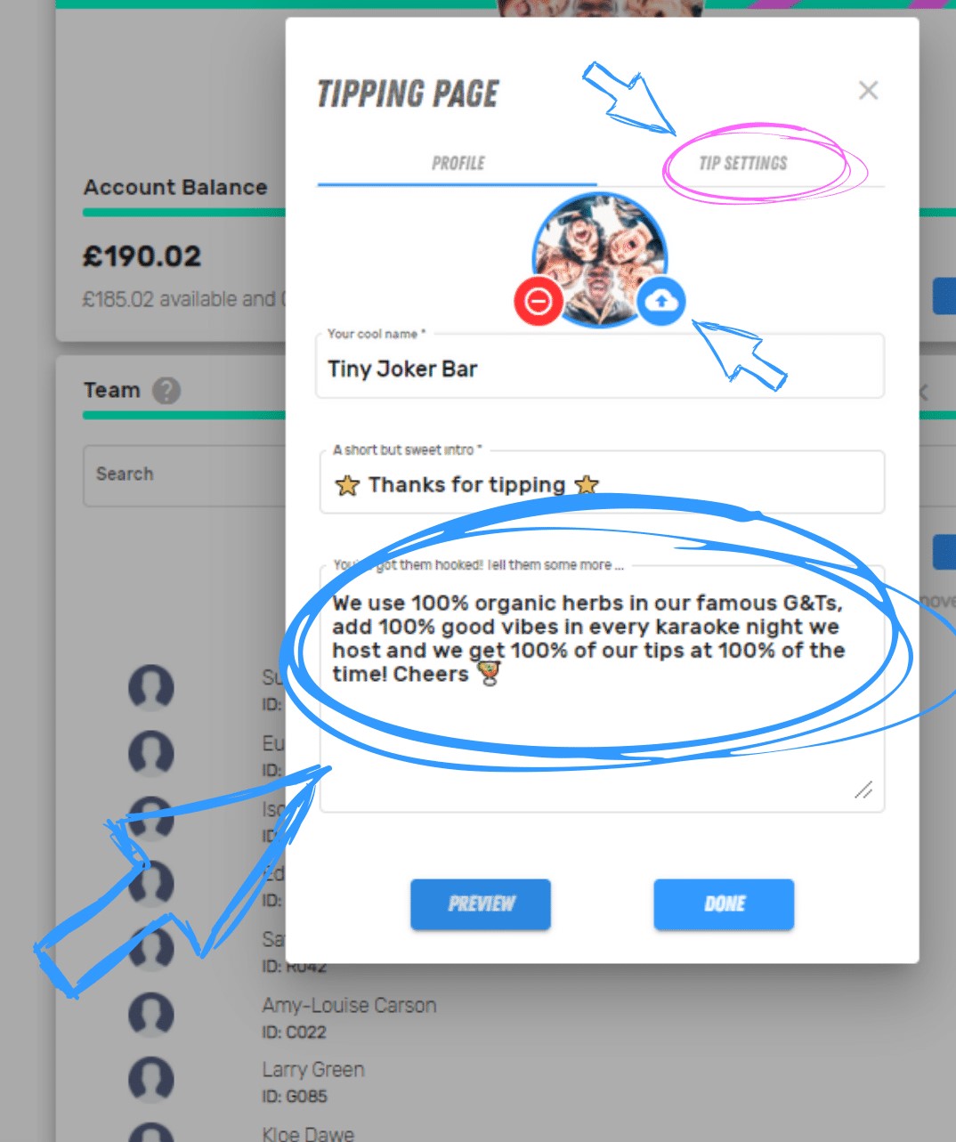 Edit Your Tipping Page - TiPJAR